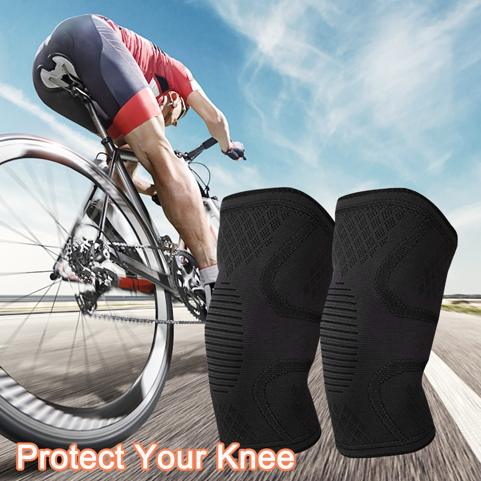 Bicycle Helmetnon-Slip Knee Brace Soft Breathable Knee Pads Compression ...