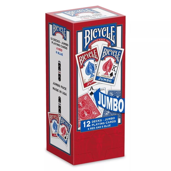 Bicycle Jumbo 12-Deck Playing Cards Pack for Games, Red/Blue - Walmart.com
