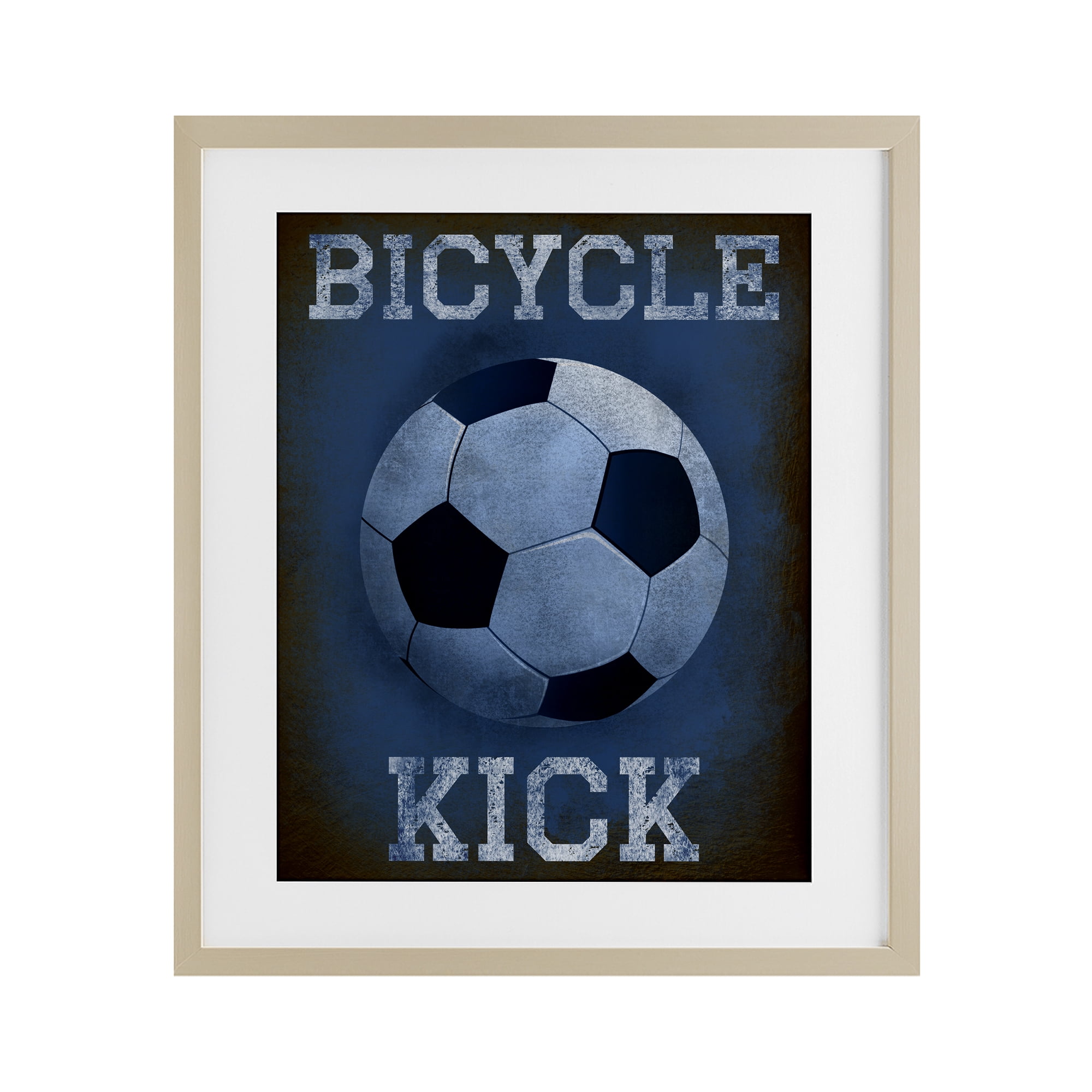 Stupell Industries Bicycle Kick Navy Sports Birch Framed Print Under ...
