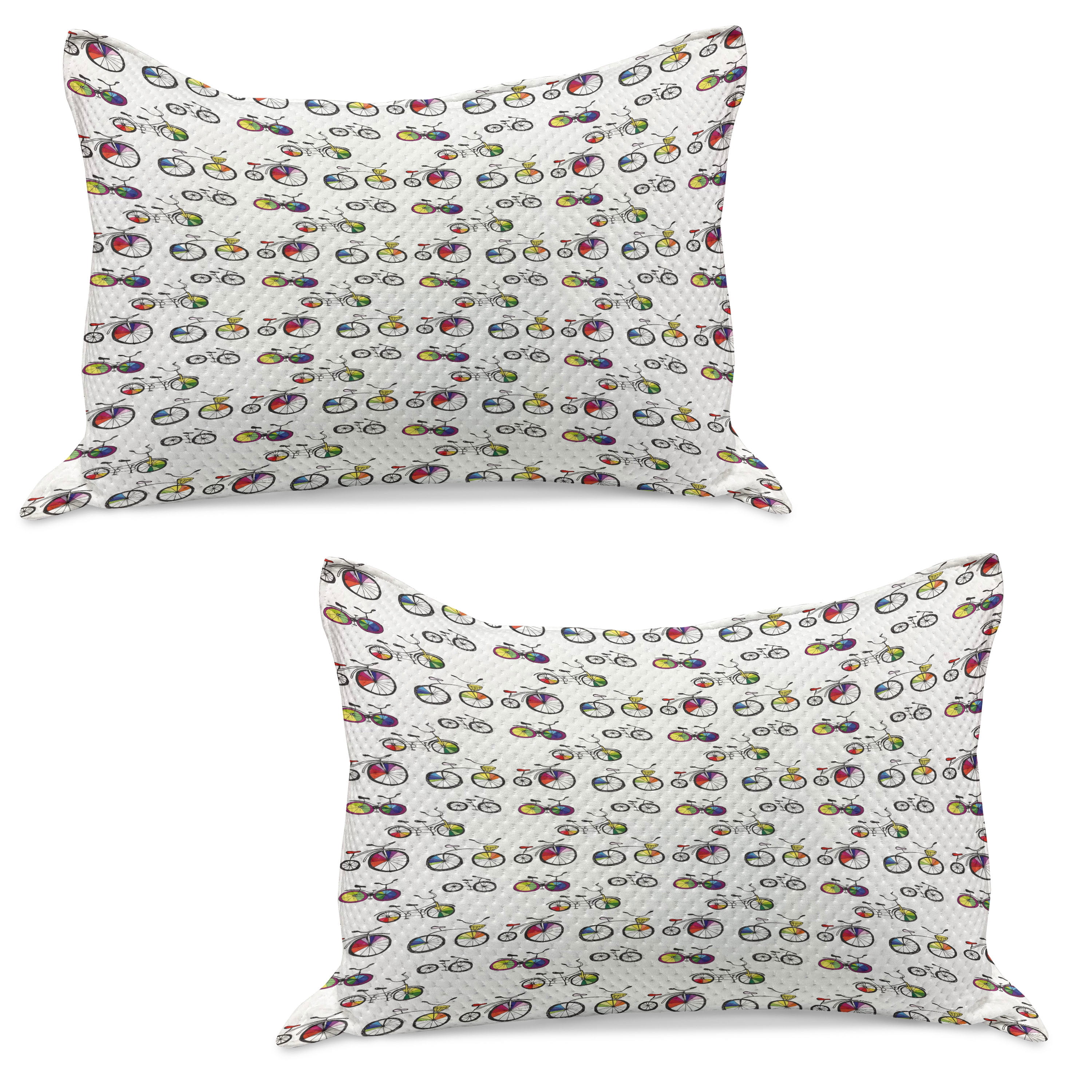 Bicycle Knitted Quilt Pillowcover Set of 2, Hand Drawn Penny-Farthing ...