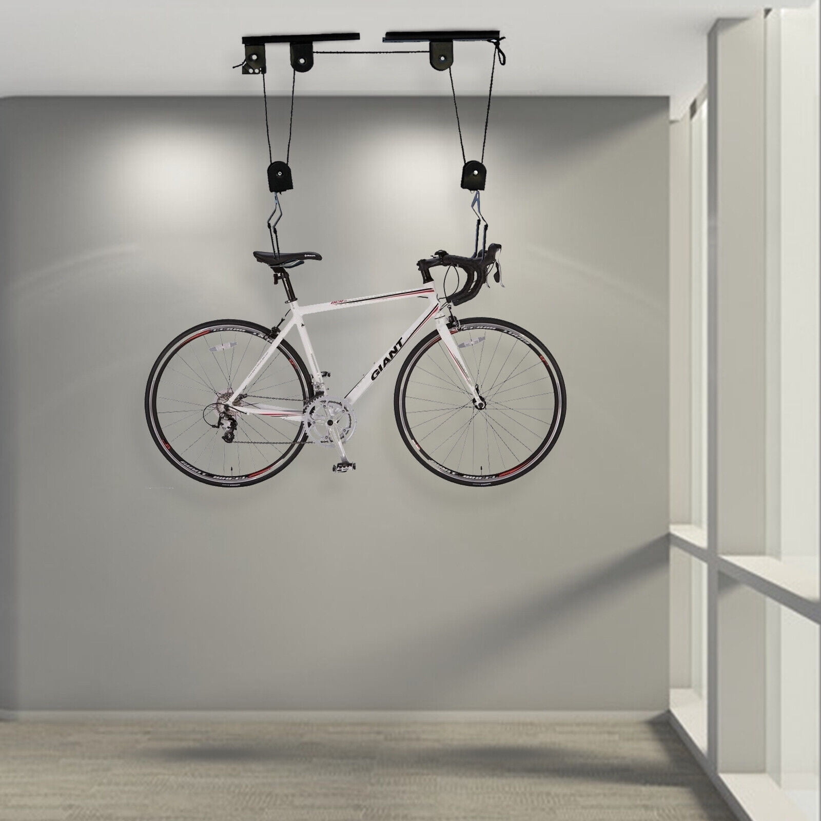 Bicycle Lift Hoist Bike Ceiling Mount Pulley Rack Garage Storage Hanger W/Hooks - Walmart.com