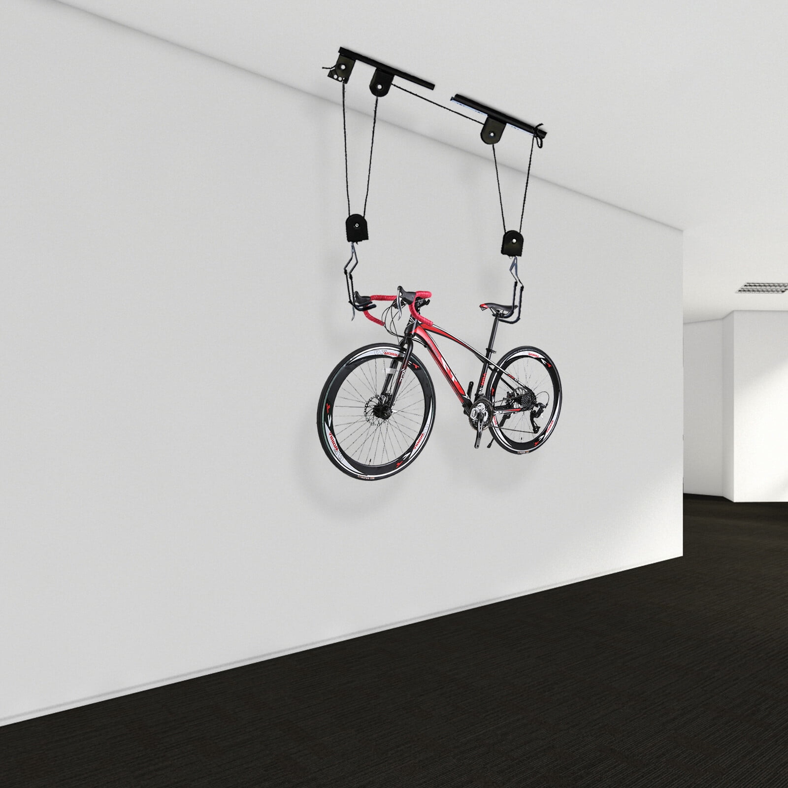 Bicycle Lift Hoist Bike Ceiling Mount Pulley Rack Garage Storage Hooks ...