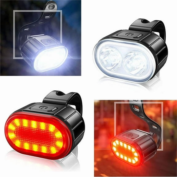Mountain Bike Lights USB Rechargeable Bicycle T6 LED Torch Front Rear ...