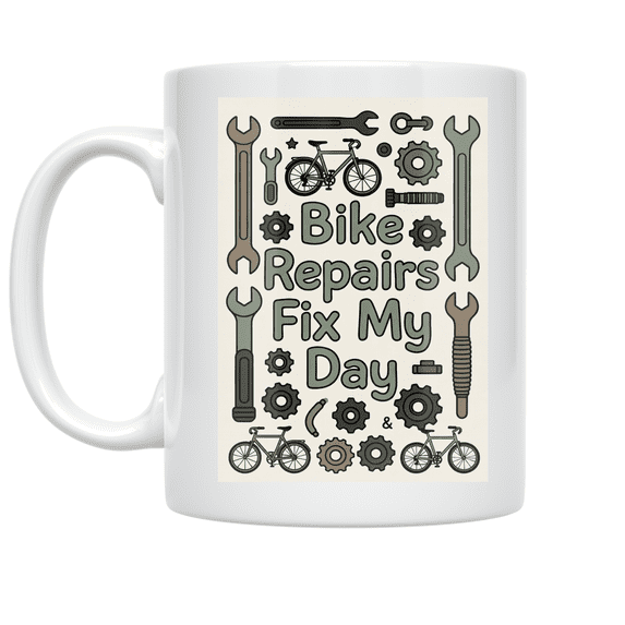 Bicycle Maintenance Design - Cycling Enthusiast - 11 oz Ceramic Coffee ...