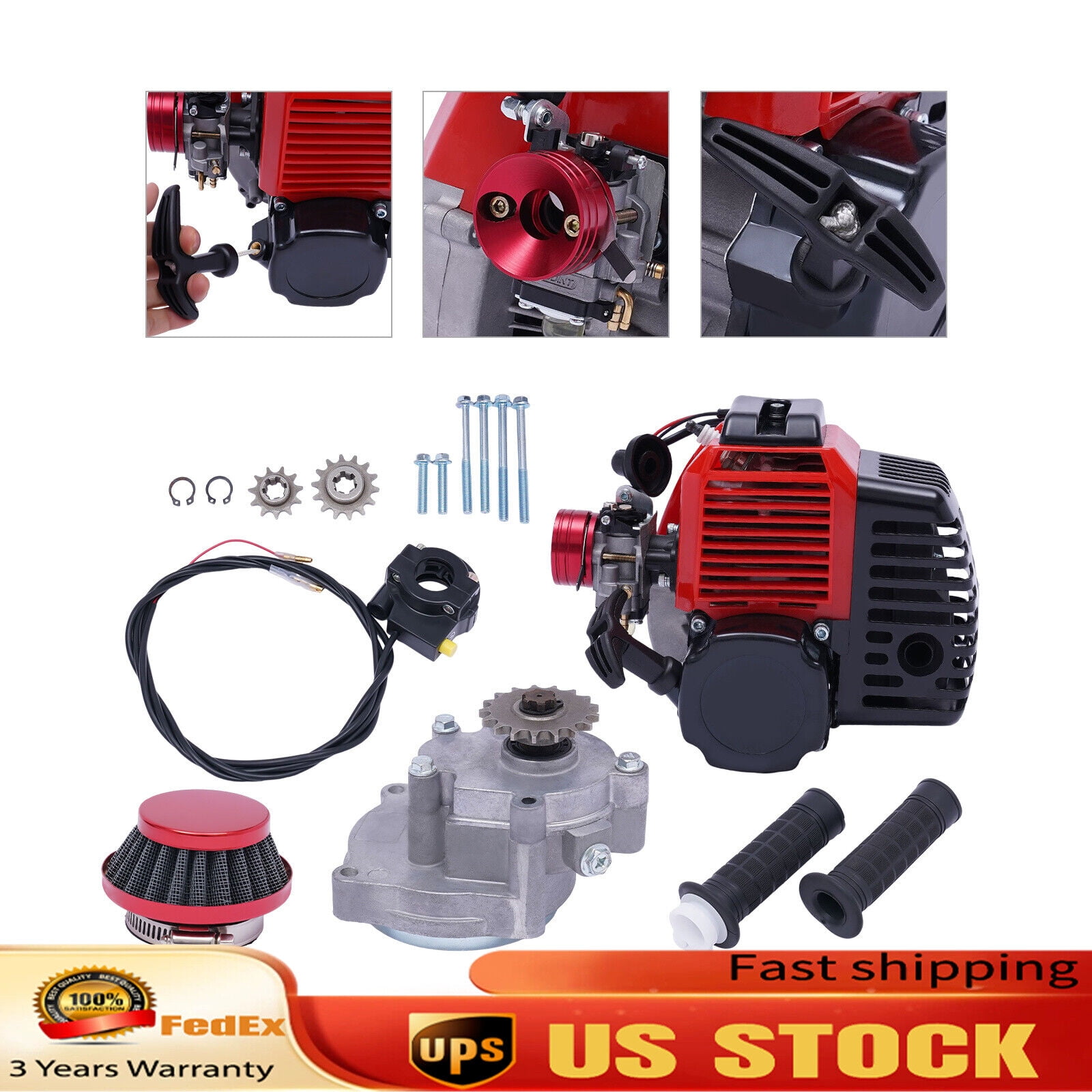 Bicycle Motorized 49CC 2-Stroke Gas Petrol Bike Engine Motor Kit Chain Scooter - Walmart.com