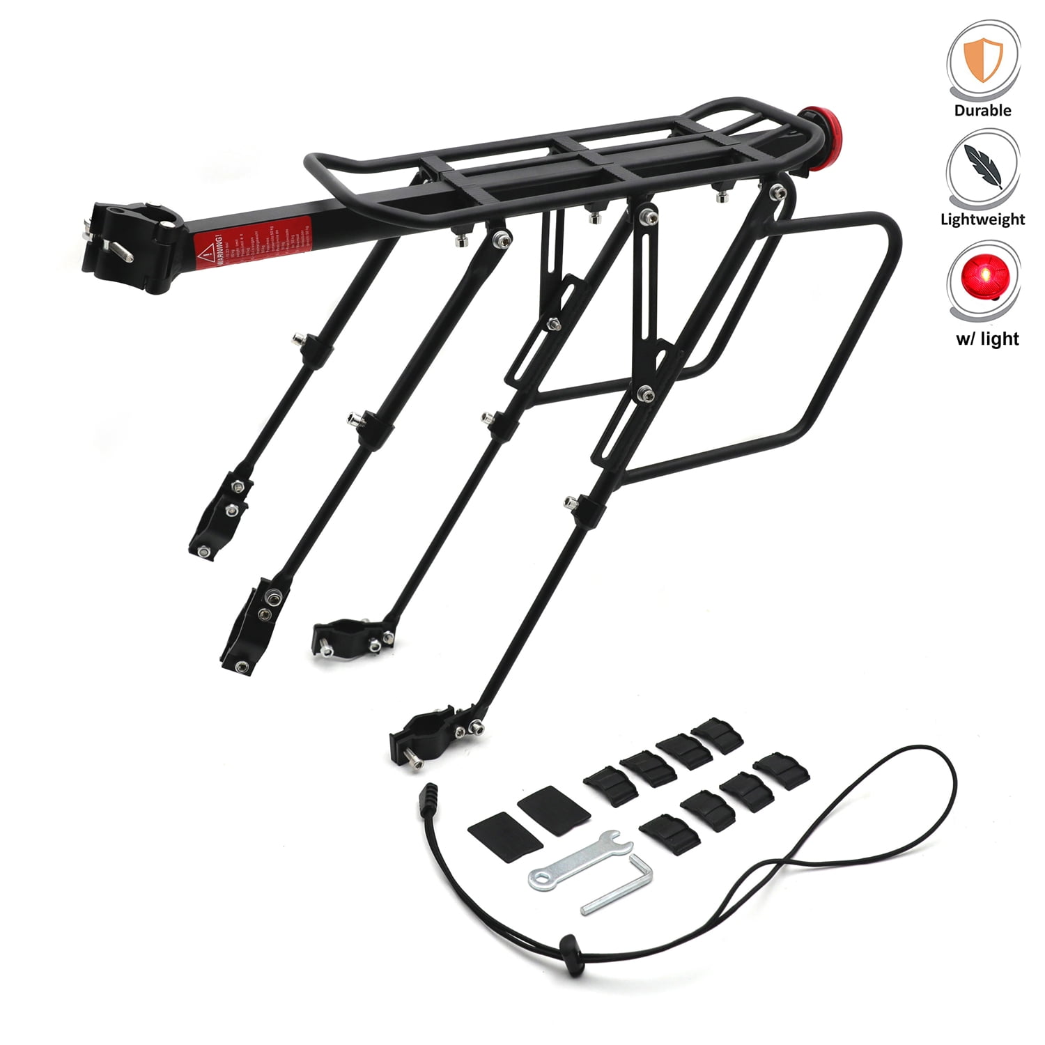 Bicycle Mountain Bike Rear Rack Seat Mount Luggage Carrier w/ Light ...