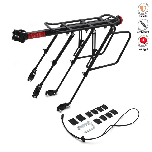 Bicycle Mountain Bike Rear Rack Seat Mount Luggage Carrier w/ Light ...