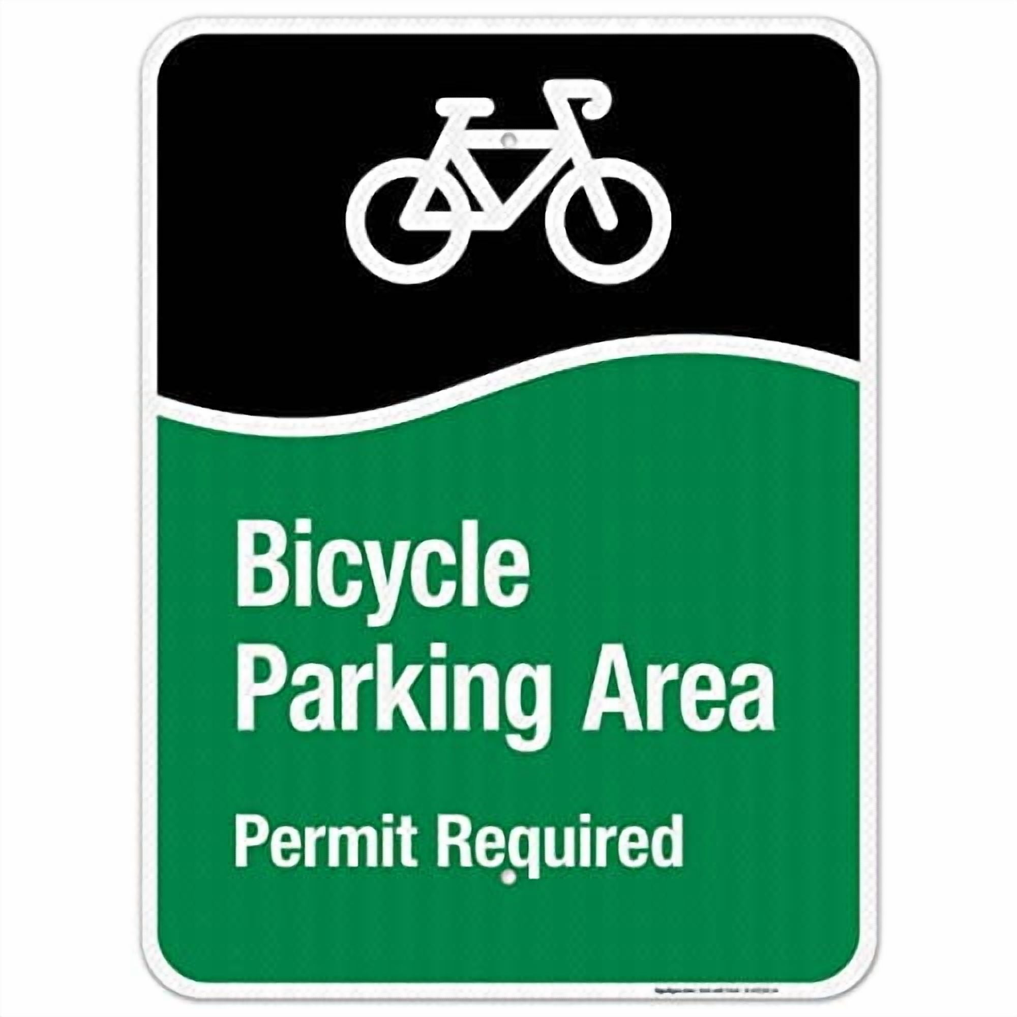 Bicycle Parking Area Permit Required with Graphic Sign, 18x24 Inches ...