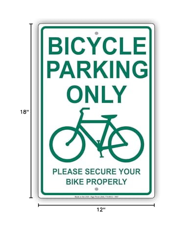 Bicycle Parking Only with Graphic Please Secure Bike Properly Alert Caution Warning Notice ...