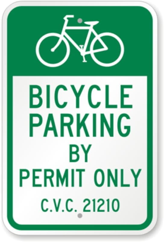Bicycle Parking Permit Only Aluminum Weatherproof 8" x 12" Sign P2204b ...