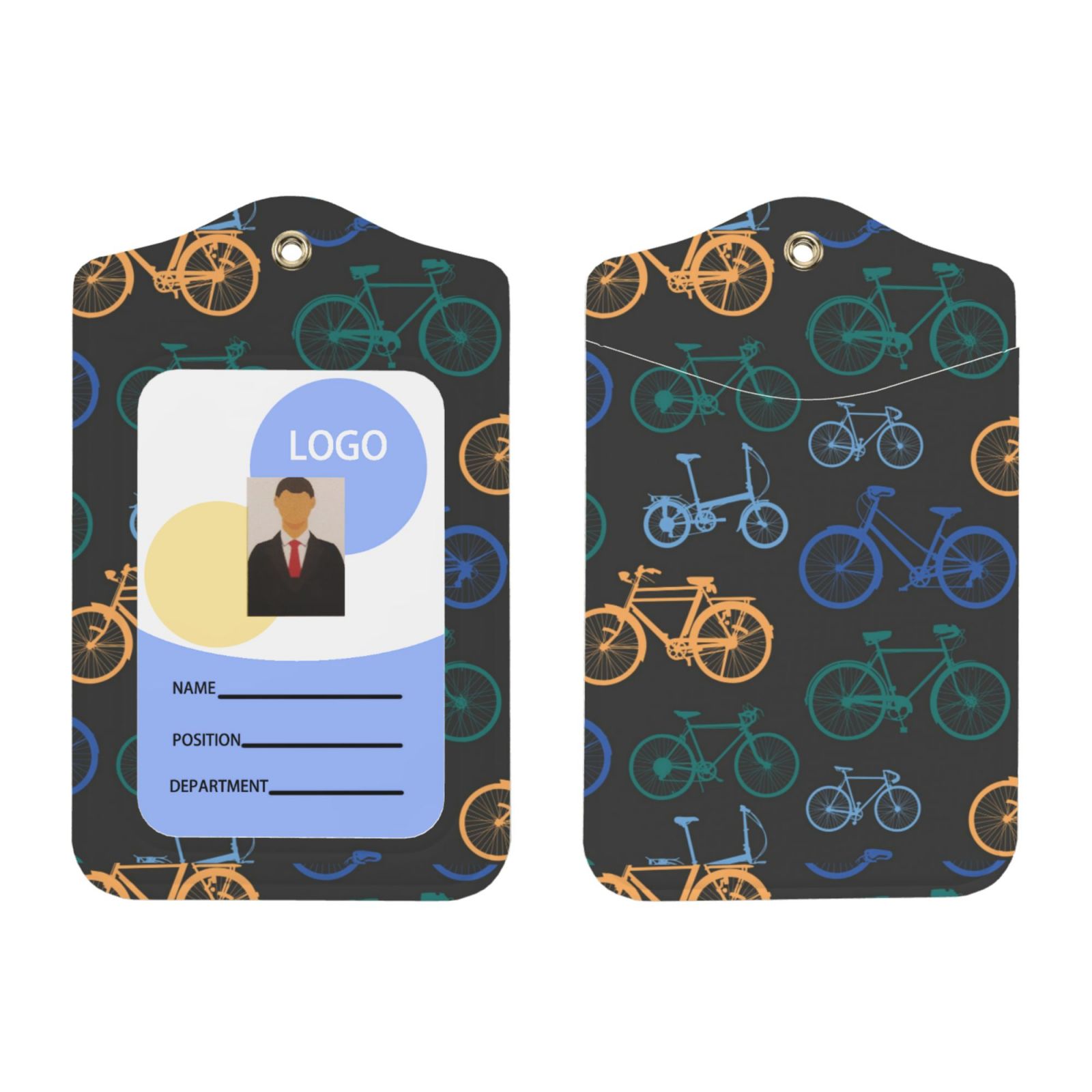 Bicycle Pattern Id Card Badge Leather Holder Case Protector For Key ...