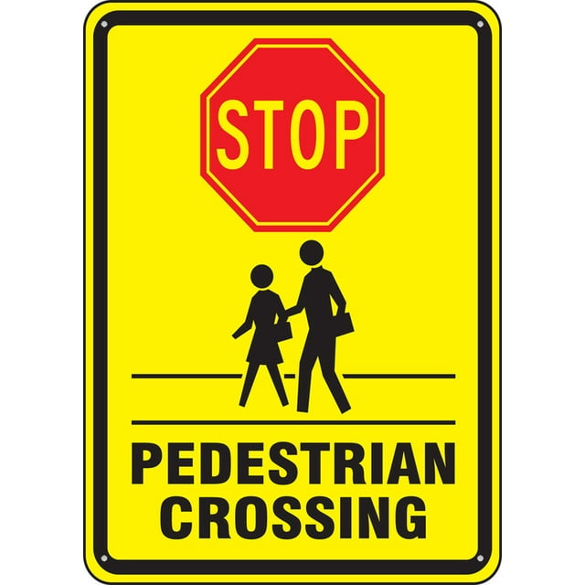 Bicycle Pedestrian Sign Stop Pedestrian Crossing Outdoor Metal Sign ...