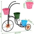 Bicycle Planter Stand, Metal Flower Pot Cart Holder with 3 Plant Bucket ...