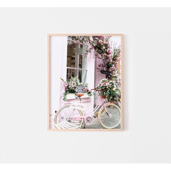 Bicycle Poster pink bike photography blush floral art wall Poster ...
