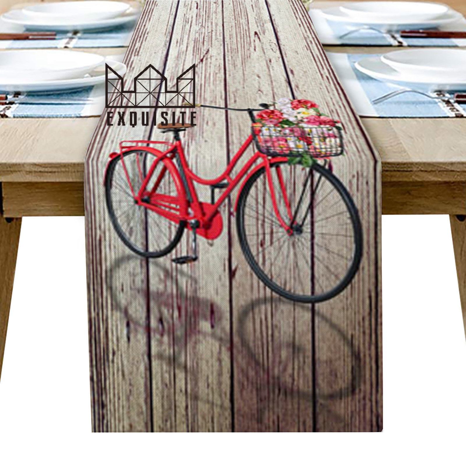 Bicycle Projection Wood Grain Coffee Table r Home r Farmhouse Rustic r Kitchen Dining Table r ...
