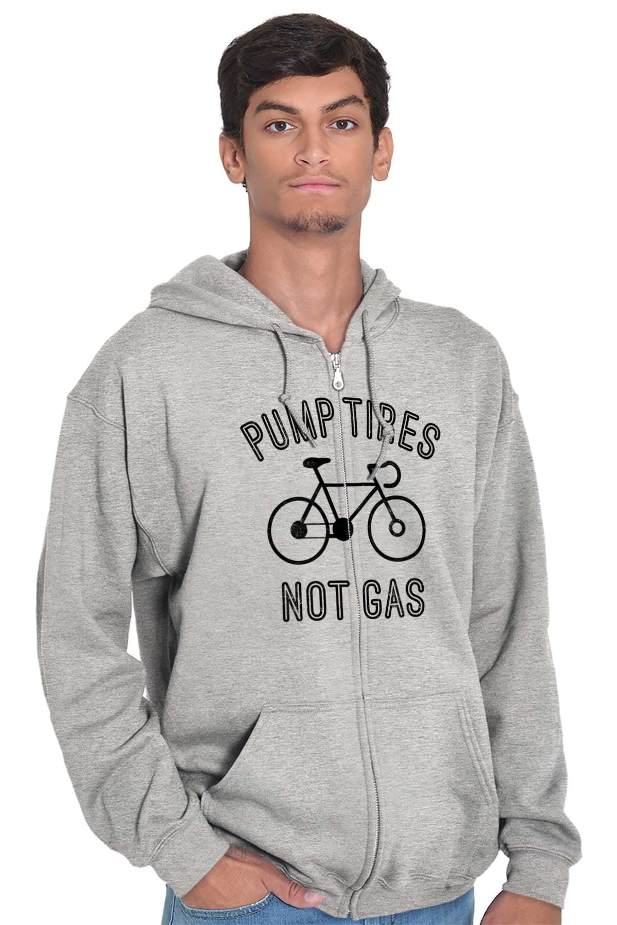 Bicycle Pump Tires Not Gas Eco Biker Unisex Plus Size Zip Hoodie Brisco Brands 2X - Walmart.com
