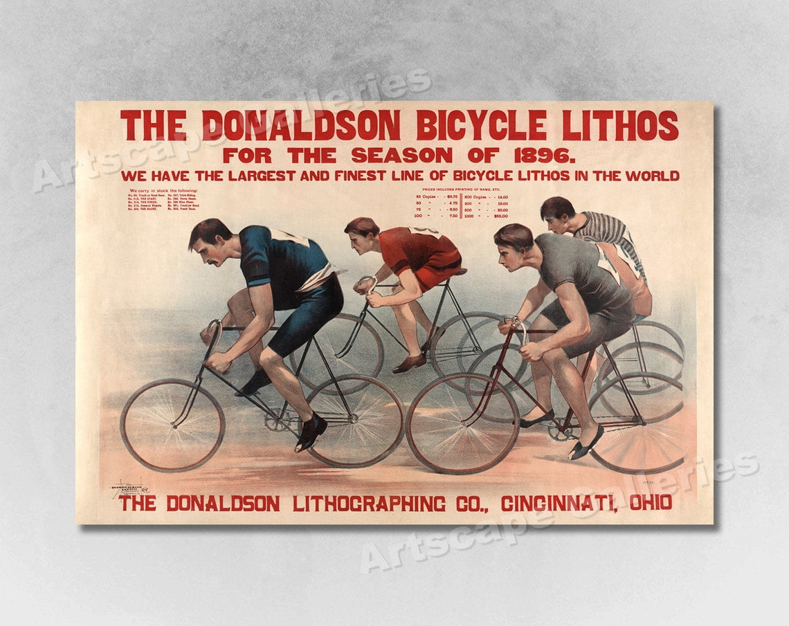 Bicycle Race 1896 Cycling Lithograph Art, Unframed Canvas - Walmart.com