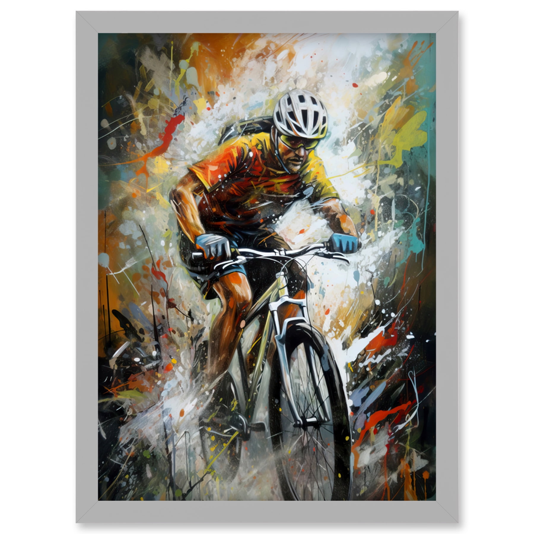 Bicycle Race Cyclist Racing Sport Action Shot Artwork Framed Wall Art ...