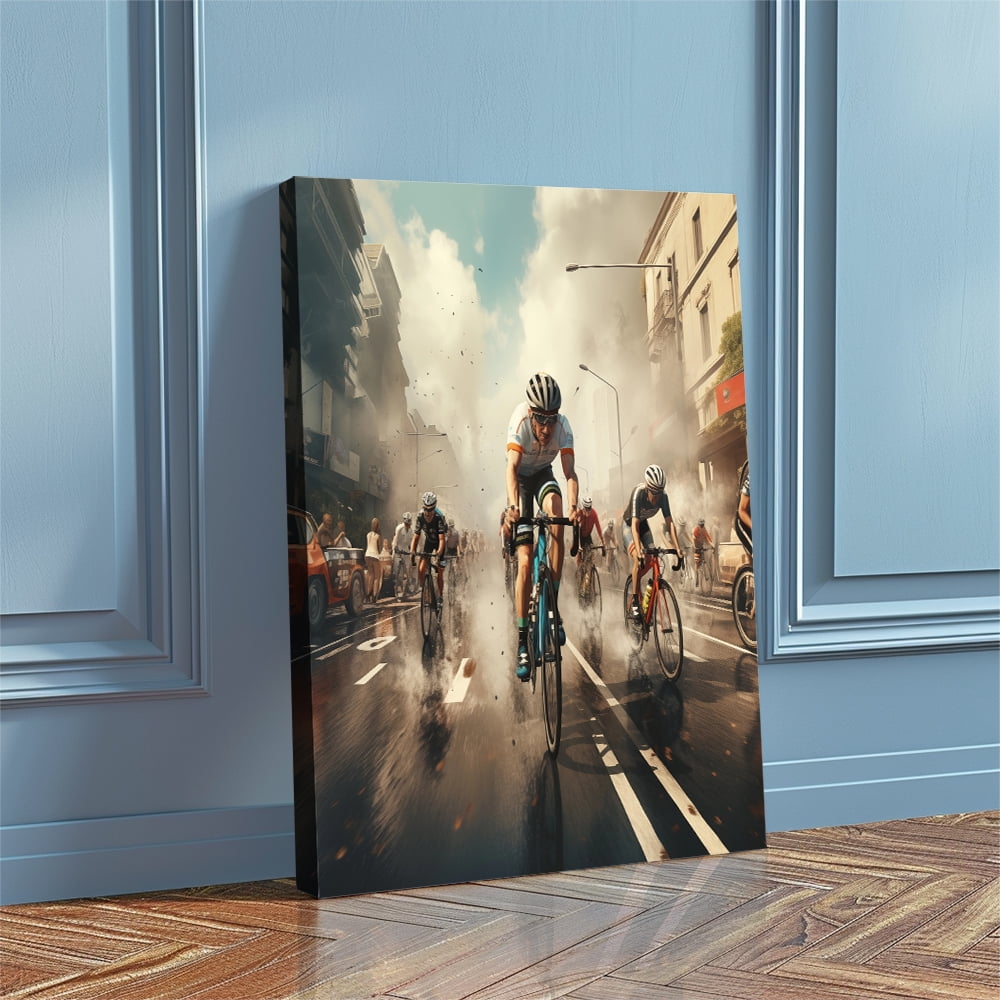 Bicycle Races Held on Urban Roads Poster Canvas Print Wall Art Bedroom ...