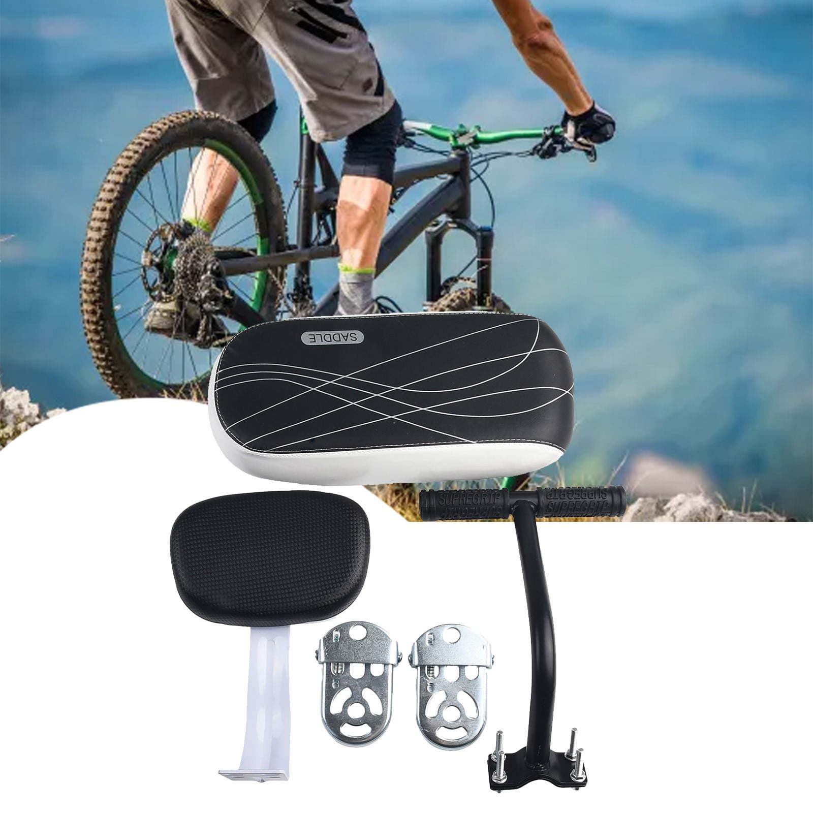 Bicycle Rear Saddle BicycleSeat With Back Rest with handle and pedals ...