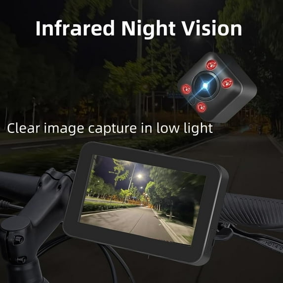 Bicycle Rear View Camera, Waterproof Bike Mirror Camera with 4.3 Inches ...