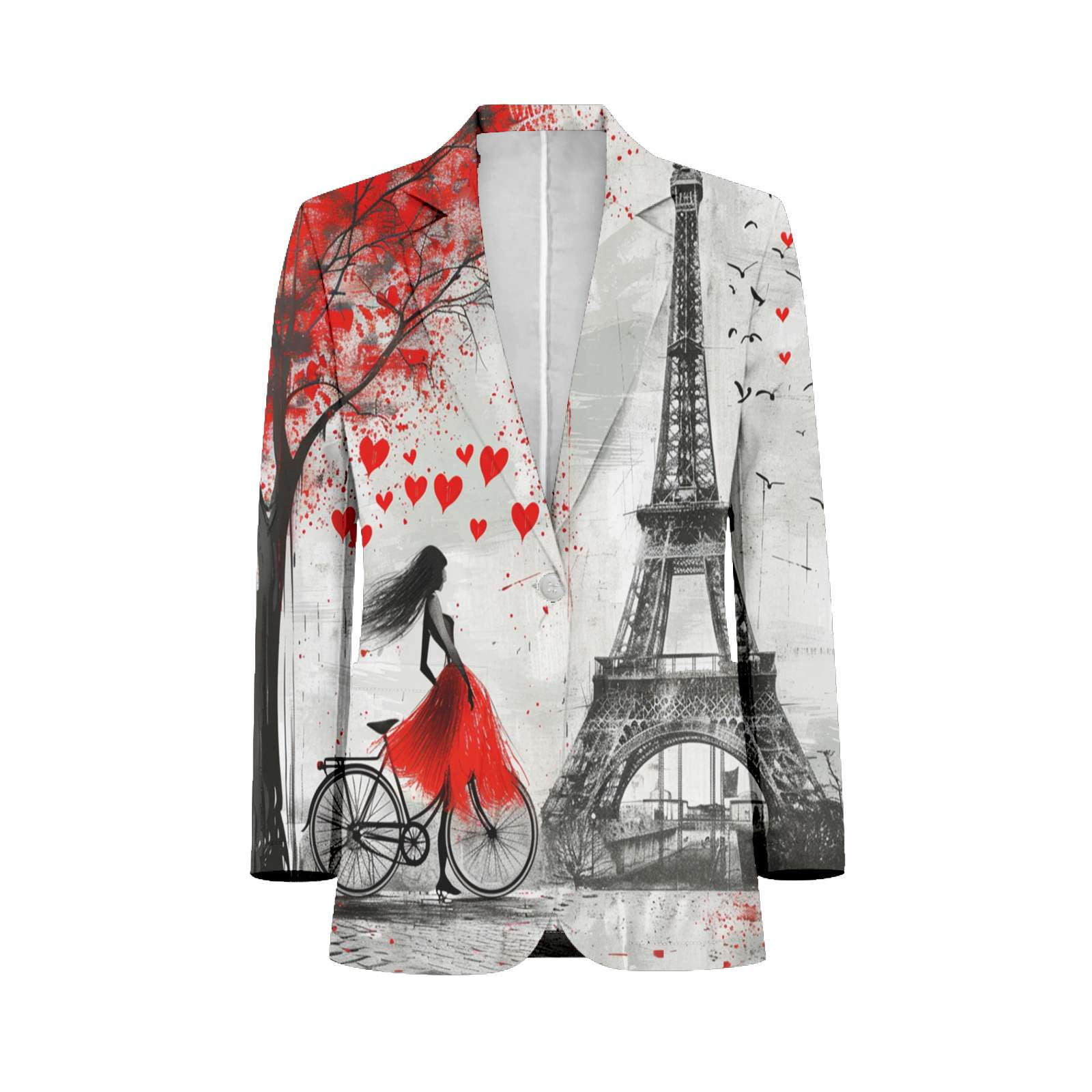 Bicycle,Red Heart,Eiffel Tower Customized Men's Suits full man Shawl ...