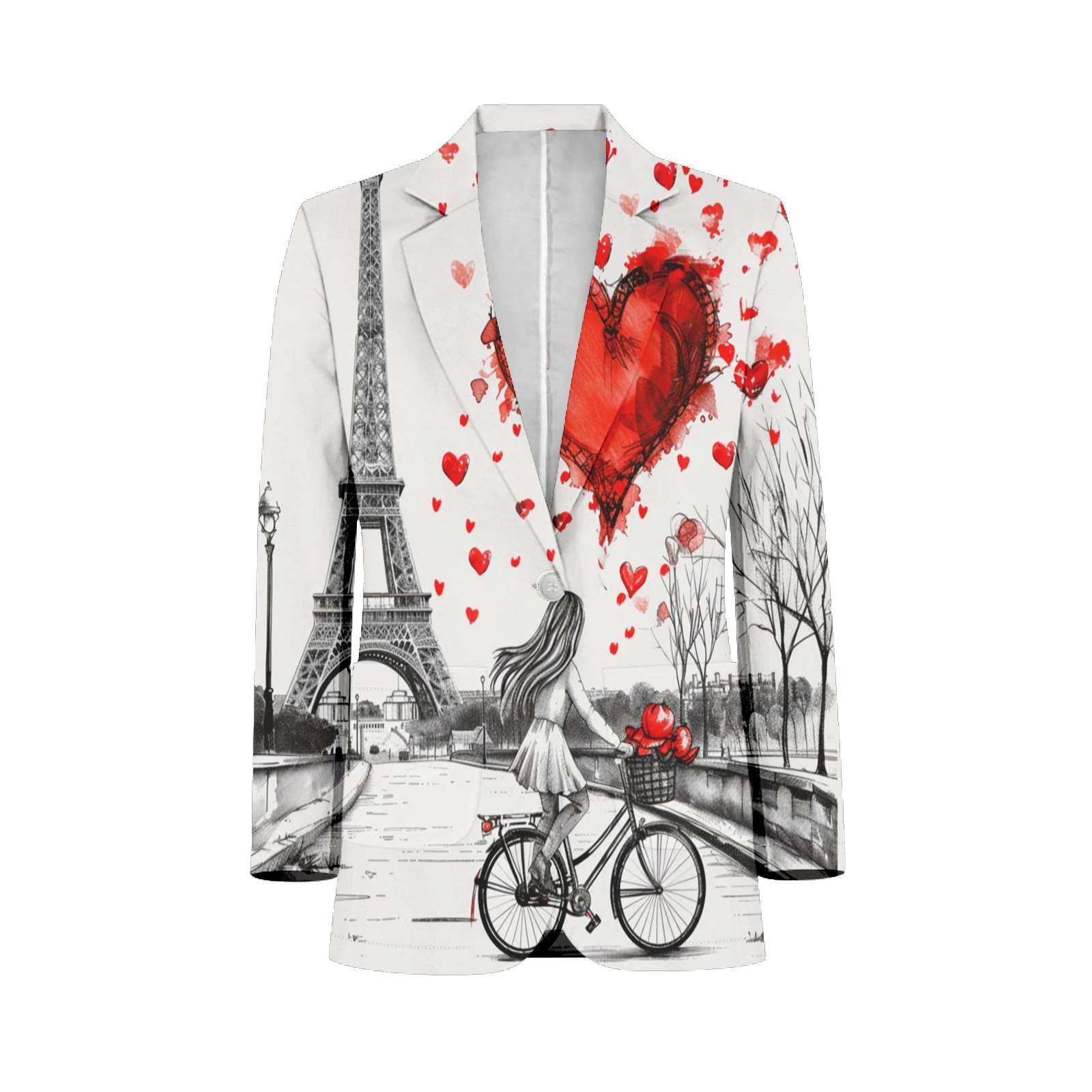 Bicycle,Red Heart,Eiffel Tower Customized Men's Suits full man Shawl Collar Gentleman Suits for ...
