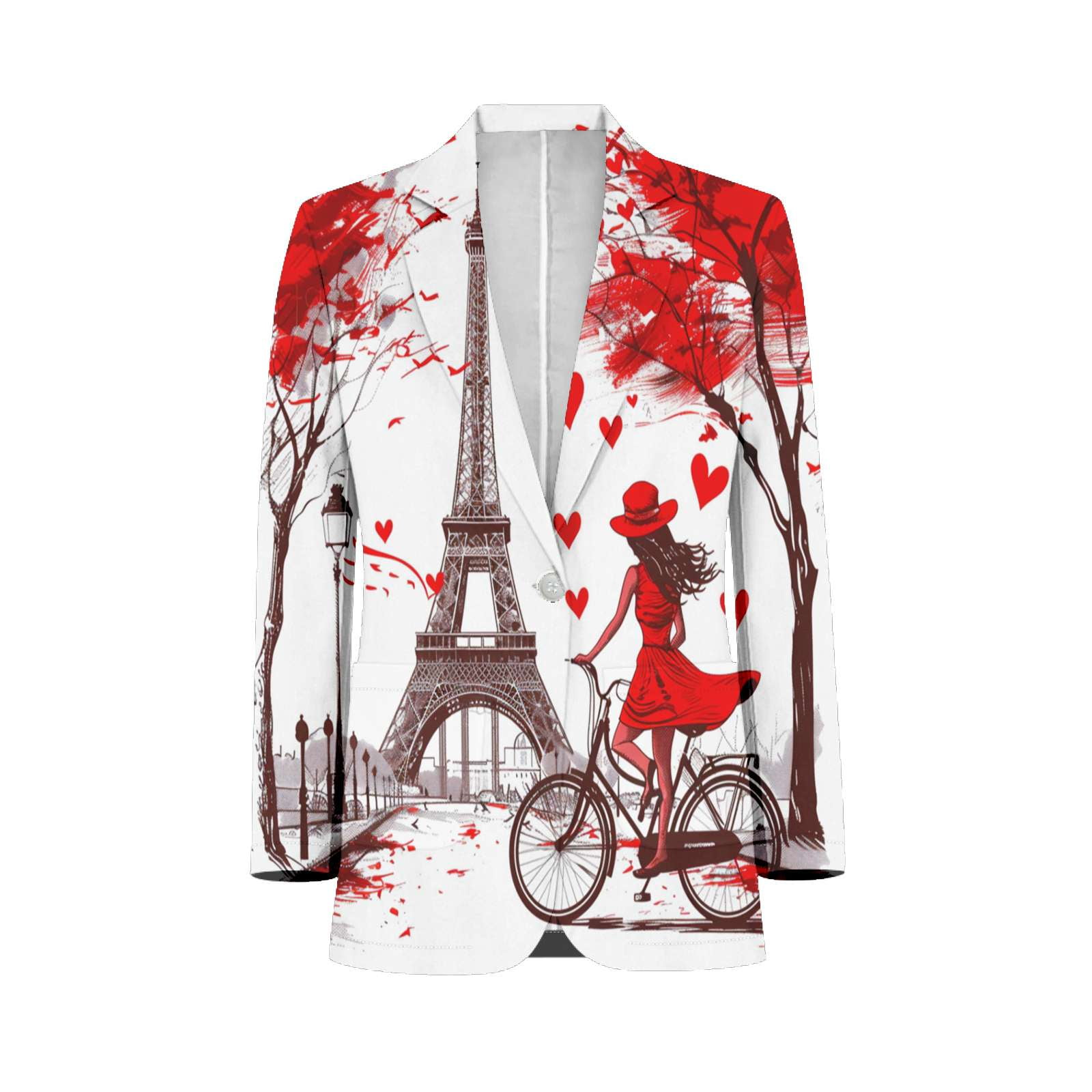 Bicycle,Red Heart,Eiffel Tower Customized Men's Suits full man Shawl Collar Gentleman Suits for ...