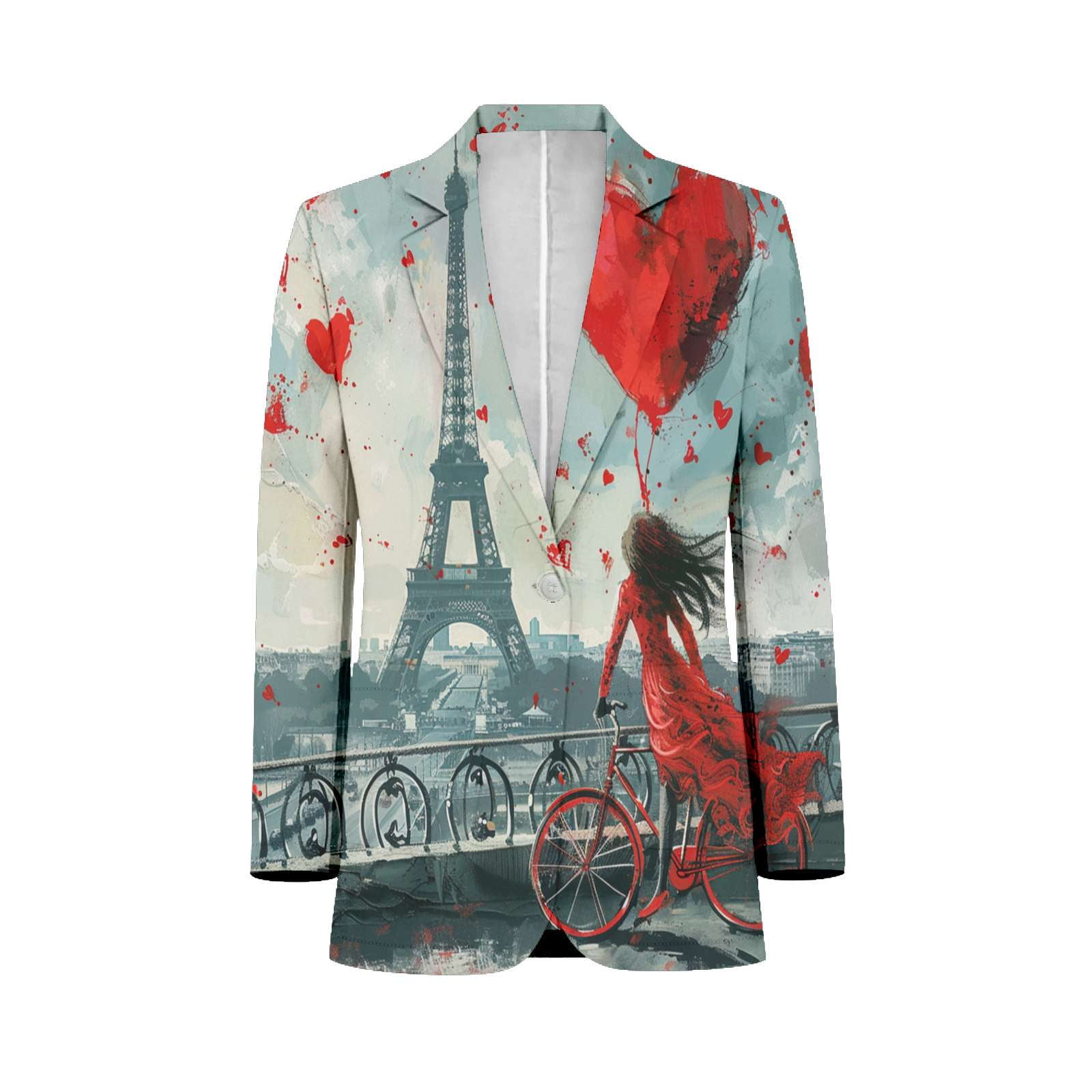 Bicycle,Red Heart,Eiffel Tower Customized Men's Suits full man Shawl Collar Gentleman Suits for ...