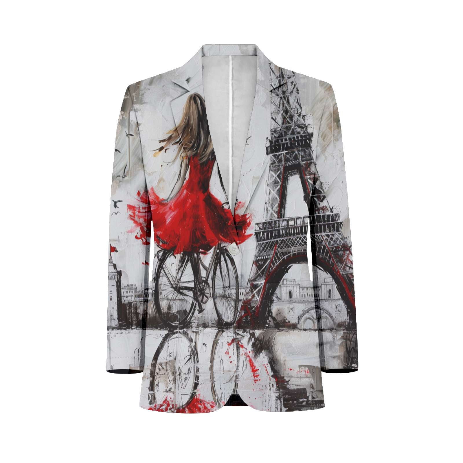 Bicycle,Red Heart,Eiffel Tower Customized Men's Suits full man Shawl Collar Gentleman Suits for ...