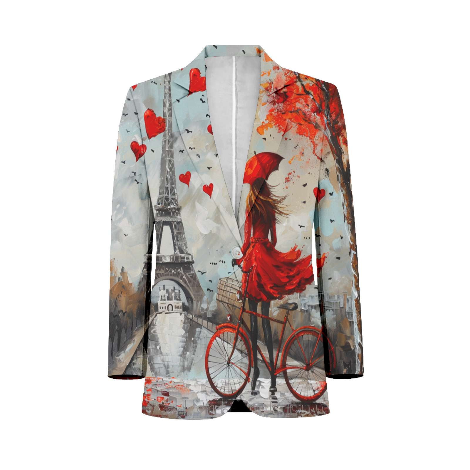 Bicycle,Red Heart,Eiffel Tower Customized Men's Suits full man Shawl Collar Gentleman Suits for ...
