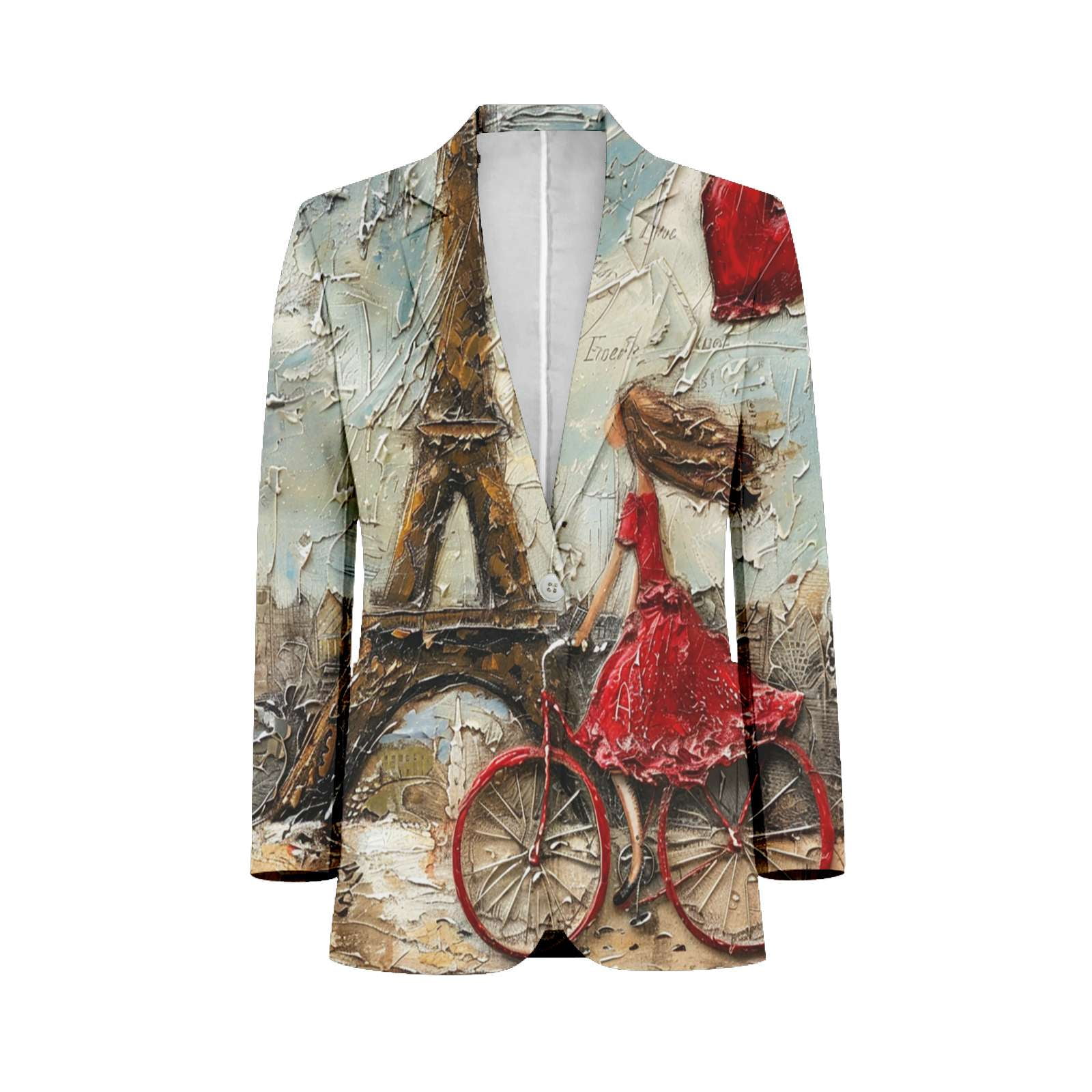 Bicycle,Red Heart,Eiffel Tower Men Blazers Slim Clothing Summer Jacket Man Oversize Daily Suits ...