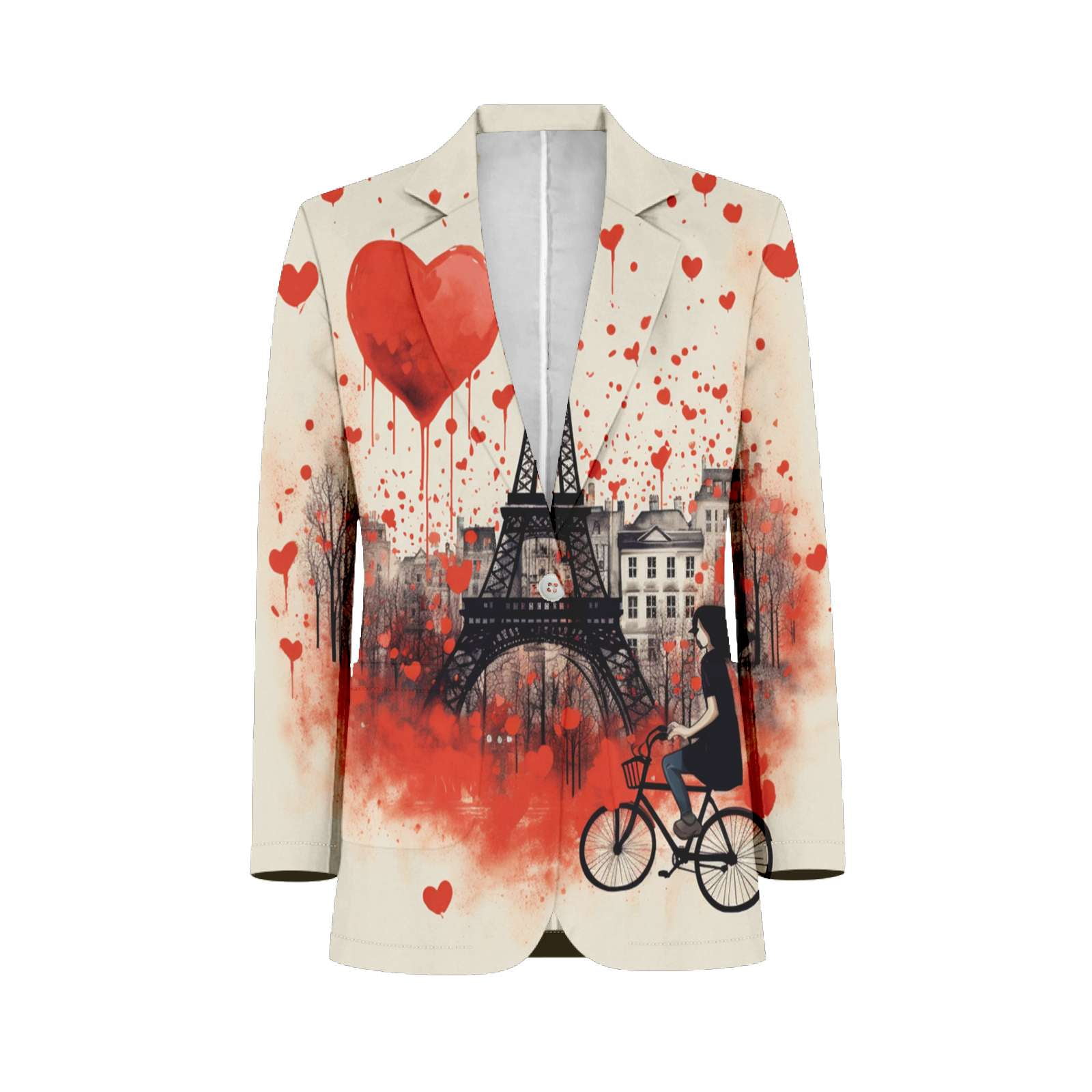 Bicycle,Red Heart,Eiffel Tower Men Blazers Slim Clothing Summer Jacket Man Oversize Daily Suits ...