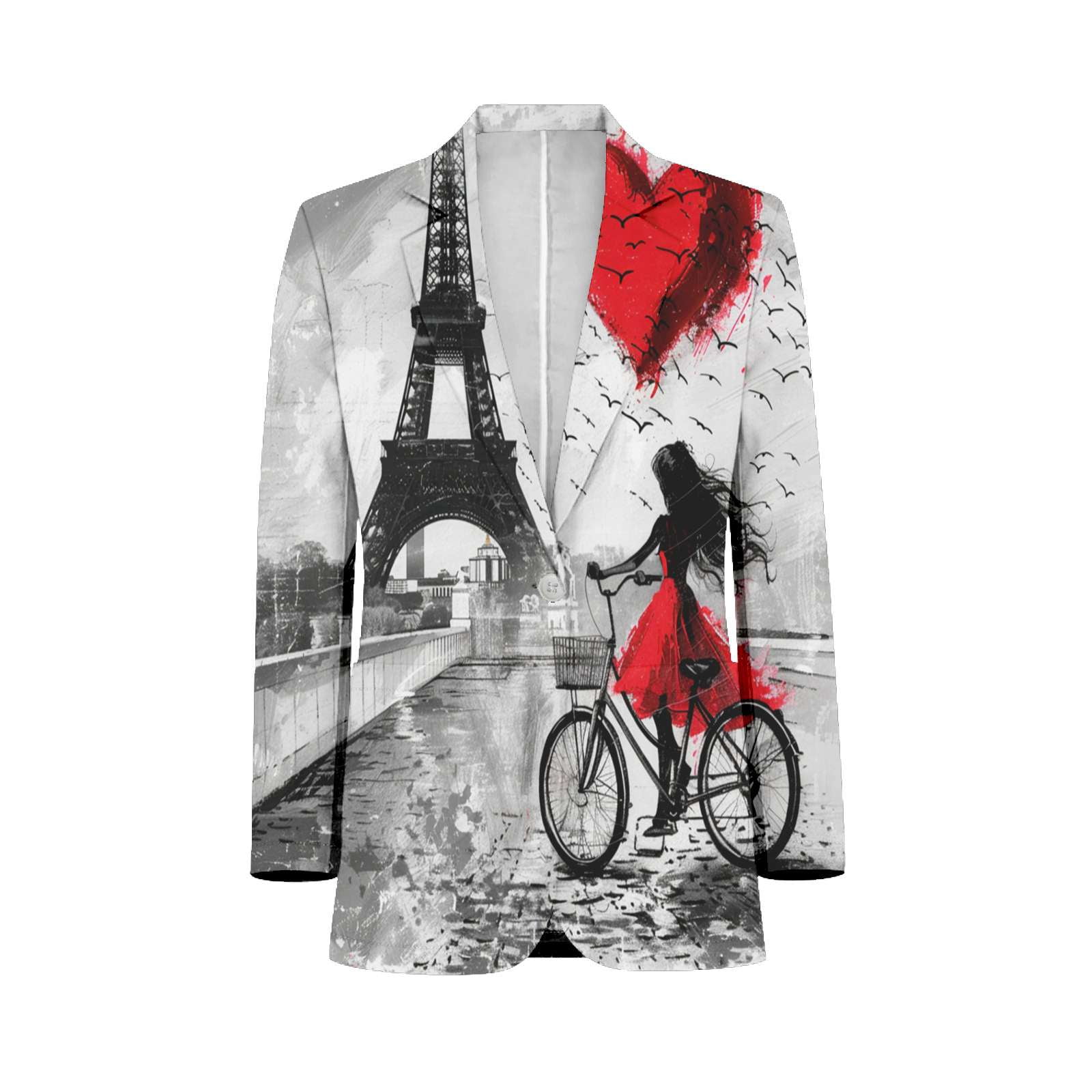 Bicycle,Red Heart,Eiffel Tower Men Blazers Slim Clothing Summer Jacket Man Oversize Daily Suits ...