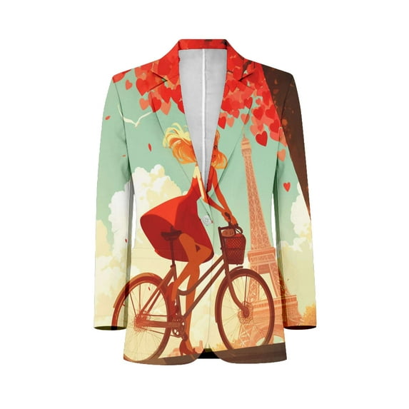 Bicycle,Red Heart,Eiffel Tower Men Blazers Slim Clothing Summer Jacket ...