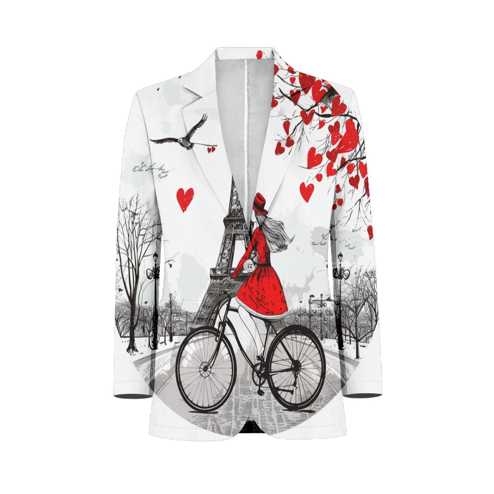 Bicycle,Red Heart,Eiffel Tower Men Blazers Slim Clothing Summer Jacket Man Oversize Daily Suits ...