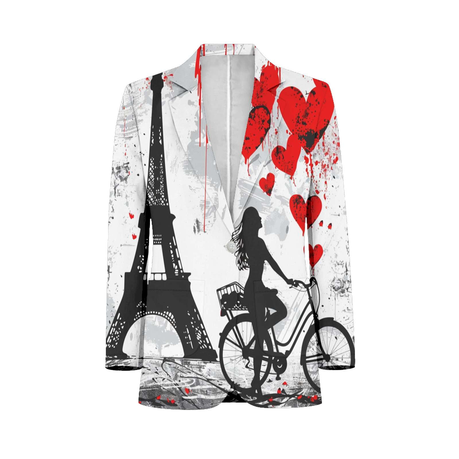 Bicycle,Red Heart,Eiffel Tower Men Blazers Slim Clothing Summer Jacket Man Oversize Daily Suits ...