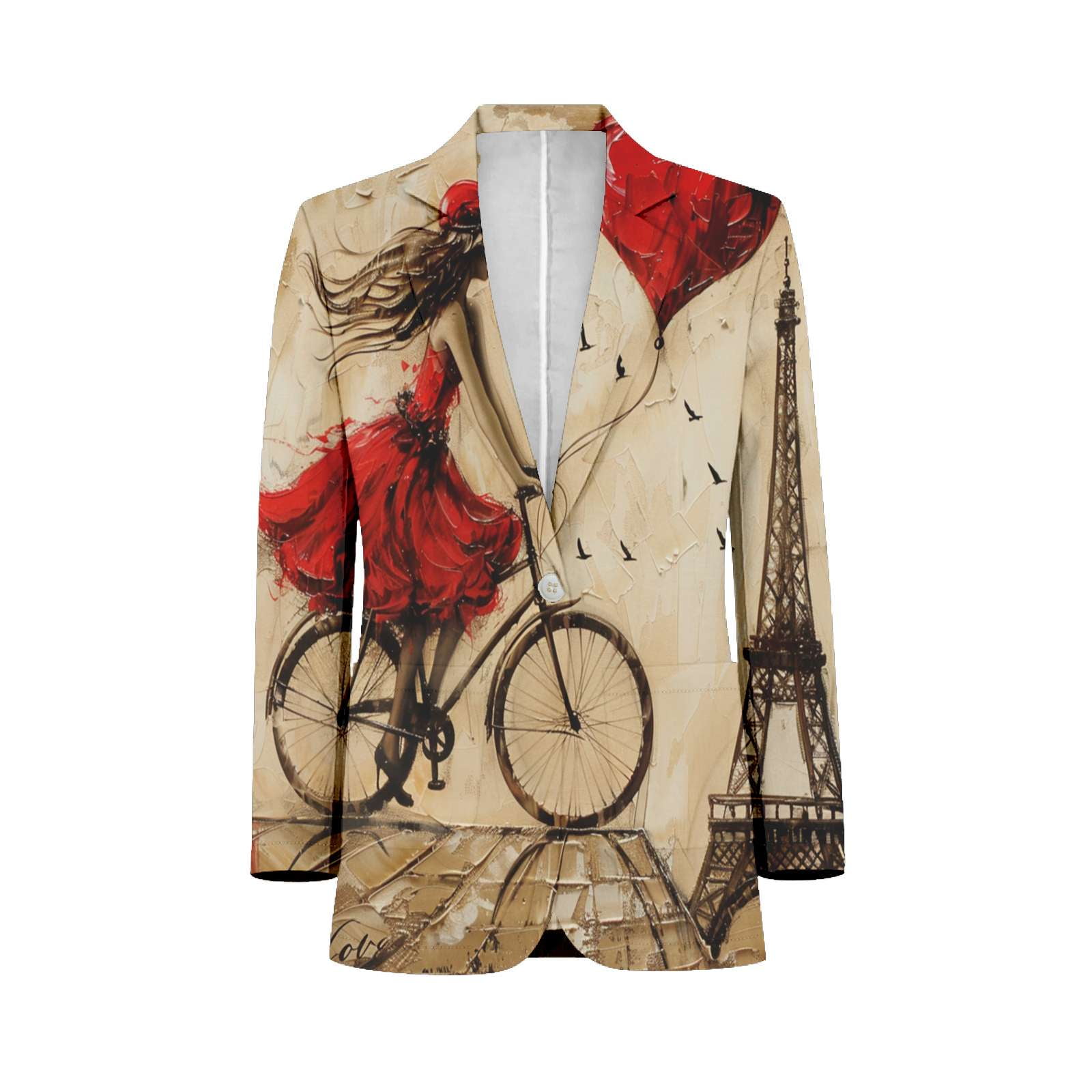 Bicycle,Red Heart,Eiffel Tower Men Blazers Slim Clothing Summer Jacket Man Oversize Daily Suits ...