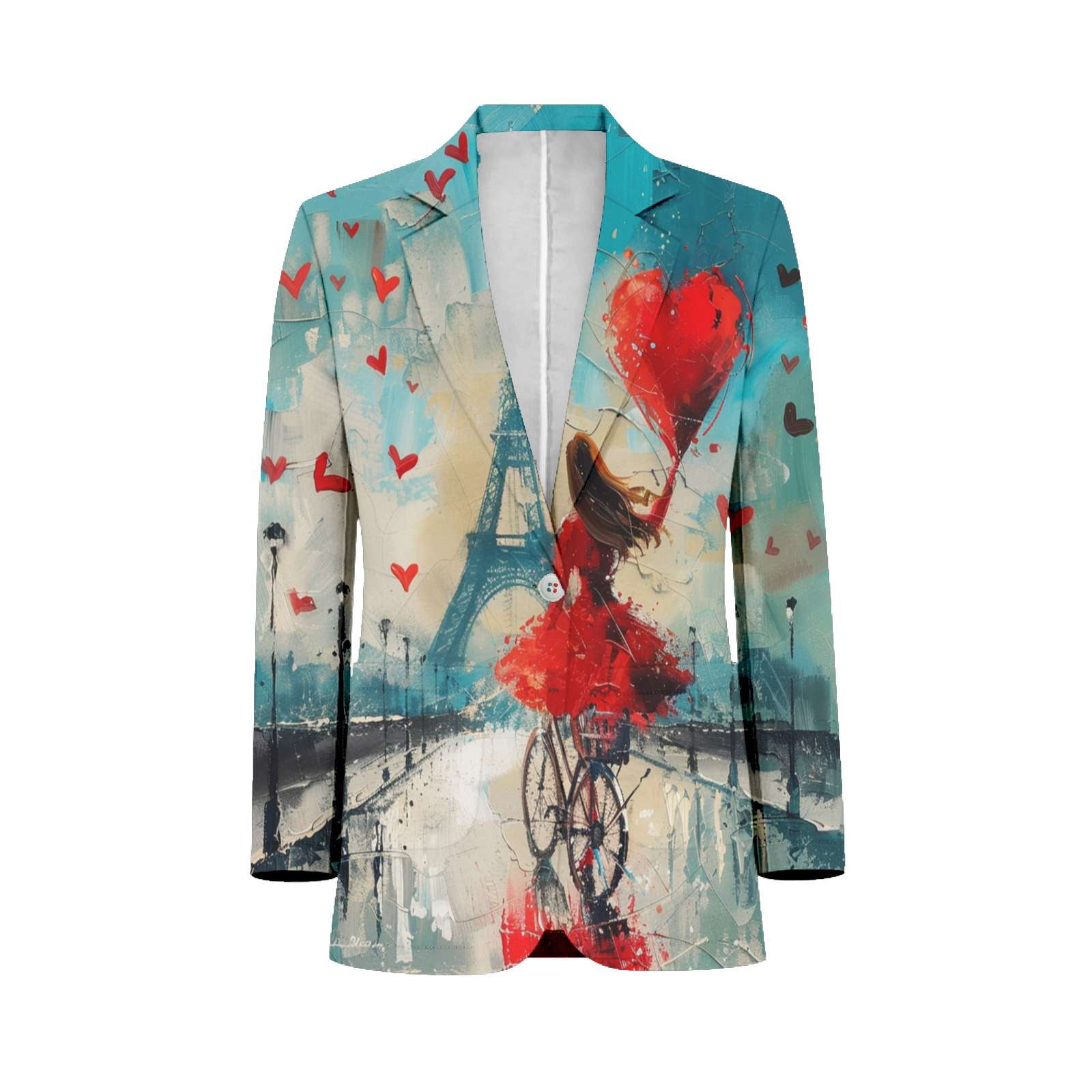 Bicycle,Red Heart,Eiffel Tower Men Blazers Slim Clothing Summer Jacket Man Oversize Daily Suits ...