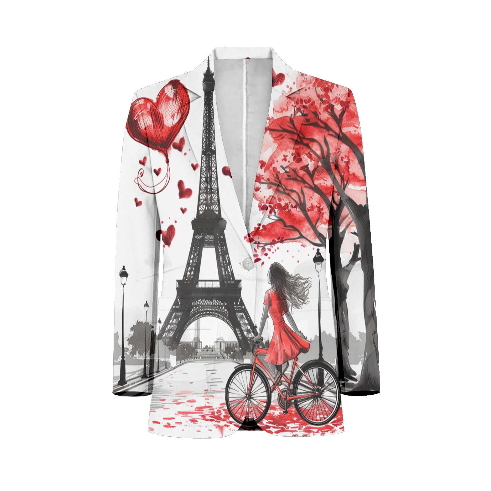 Bicycle,Red Heart,Eiffel Tower Men Blazers Slim Clothing Summer Jacket Man Oversize Daily Suits ...
