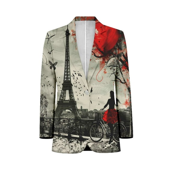 Bicycle,Red Heart,Eiffel Tower Men's Suit Blazer Casual Party Wear Slim ...
