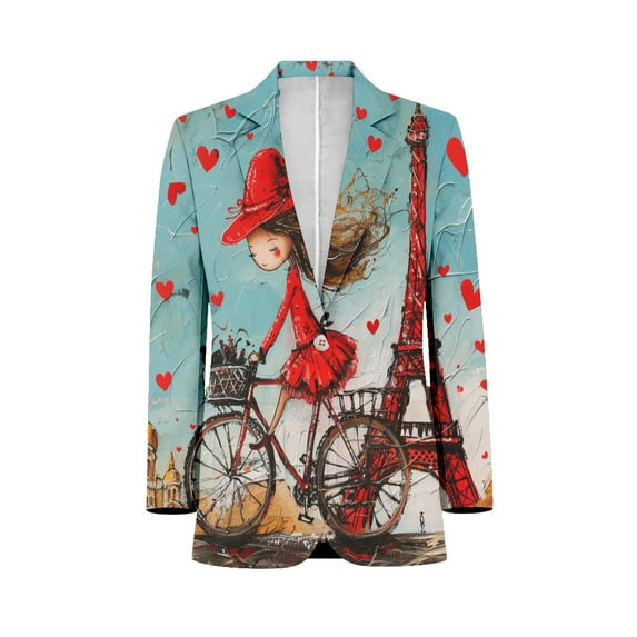 Bicycle,Red Heart,Eiffel Tower Men's Suit Blazer Casual Party Wear Slim Fit Suit Jacket ...