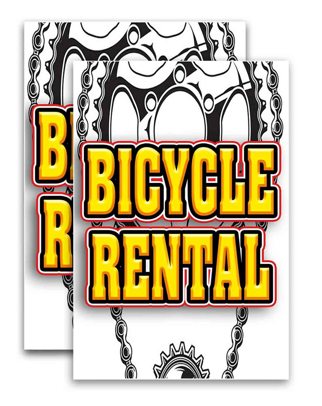 Bicycle Rental (24" X 36") Vinyl Decal Only (Pack of 2) |Sign|Sticker ...