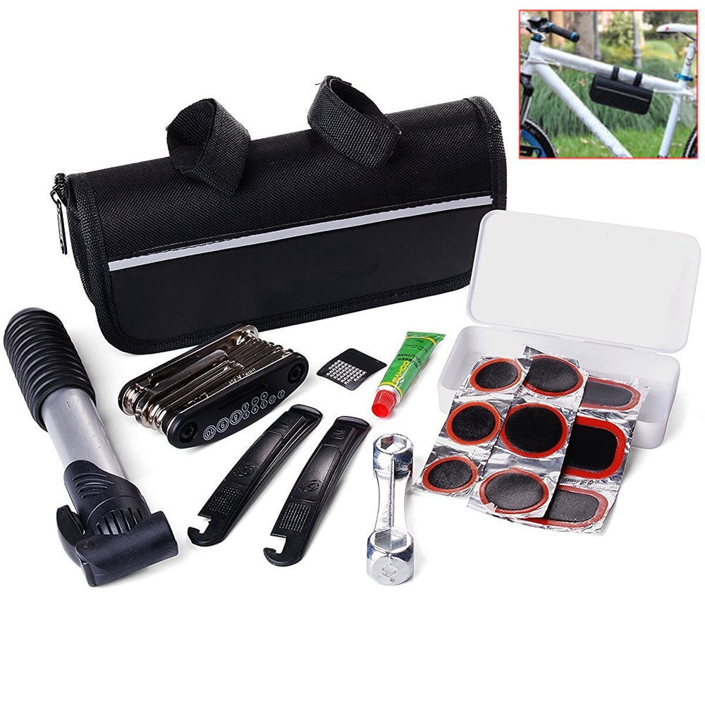 Bicycle Repair Kit, 16-in-1 Multi-Function Bike Tool Set with Pump Bag ...