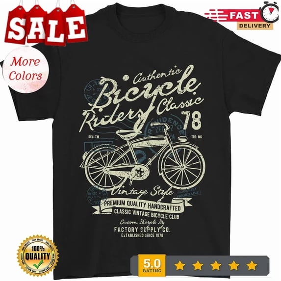 Bicycle Rider Classic Cyclist Cycling Mens T-Shirt 100% Cotton ...