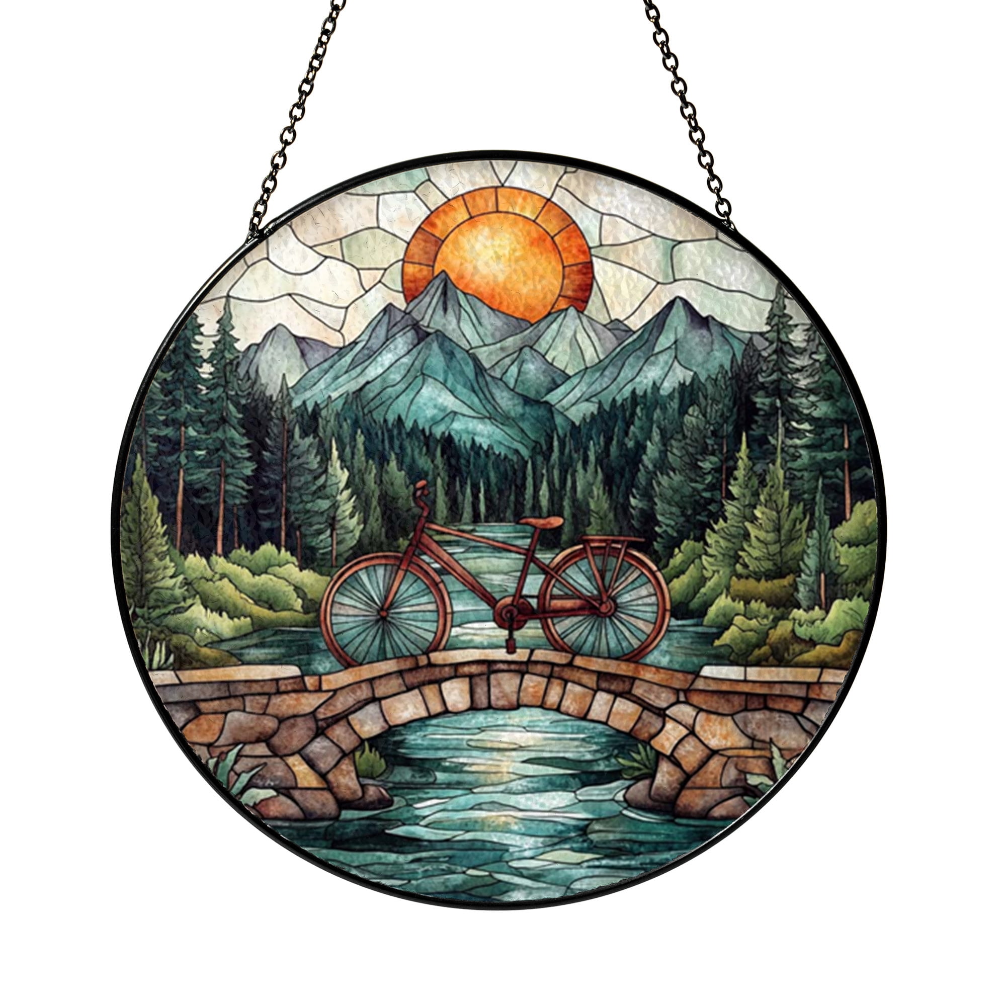Bicycle Rider Window Hanging – Decorative Stained Glass Art - Walmart.com