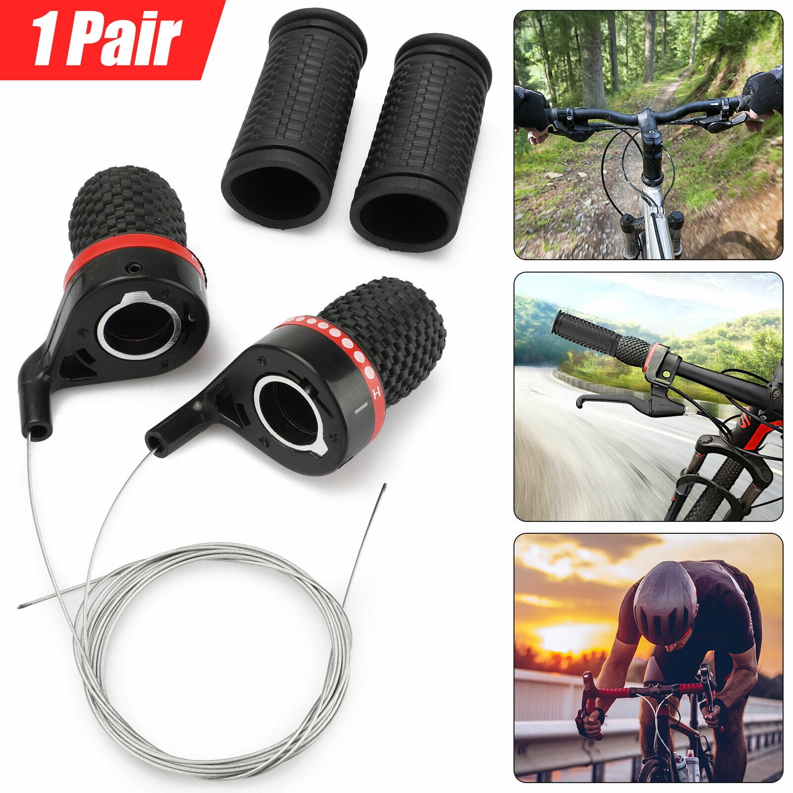 Bicycle Shift Levers Handle Bike Twist Grip Gear Cycle Speed Handlebar ...