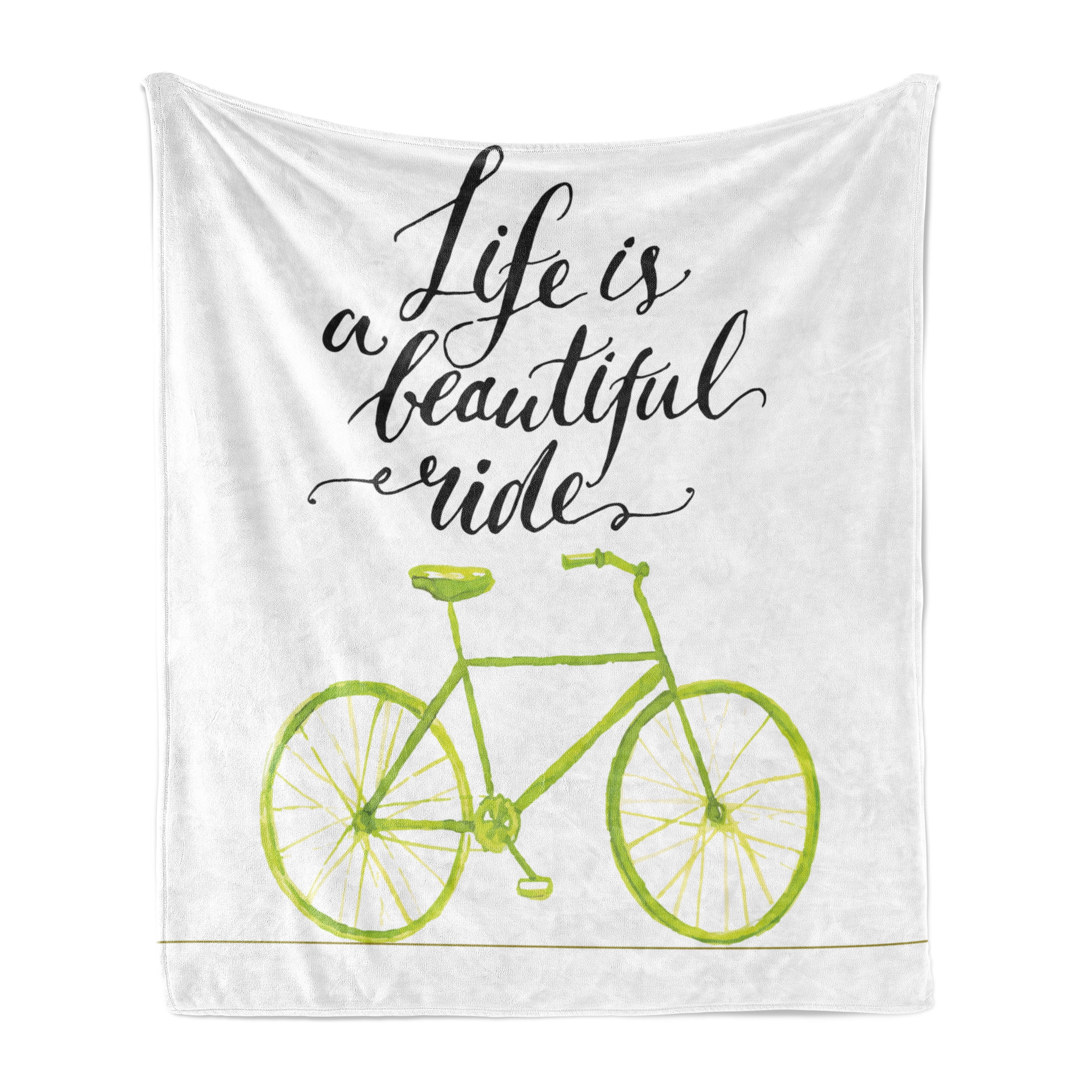 Bicycle Soft Flannel Fleece Throw Blanket, Life is a Bike Ride Words ...