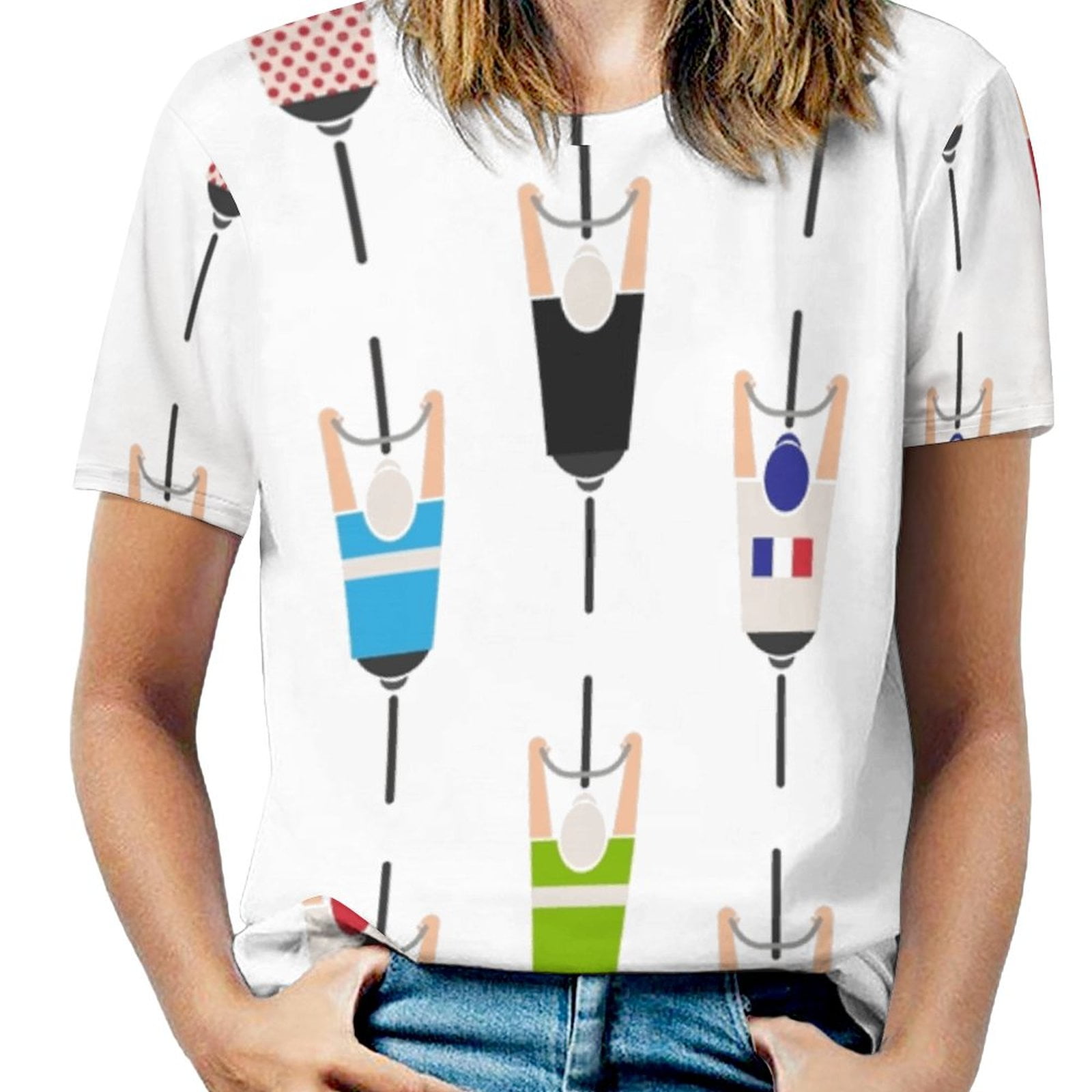 Bicycle Squad Women Short Sleeve Tops O-Neck Hollow Out Shoulder Strap Tees Streetwear Bicycle ...