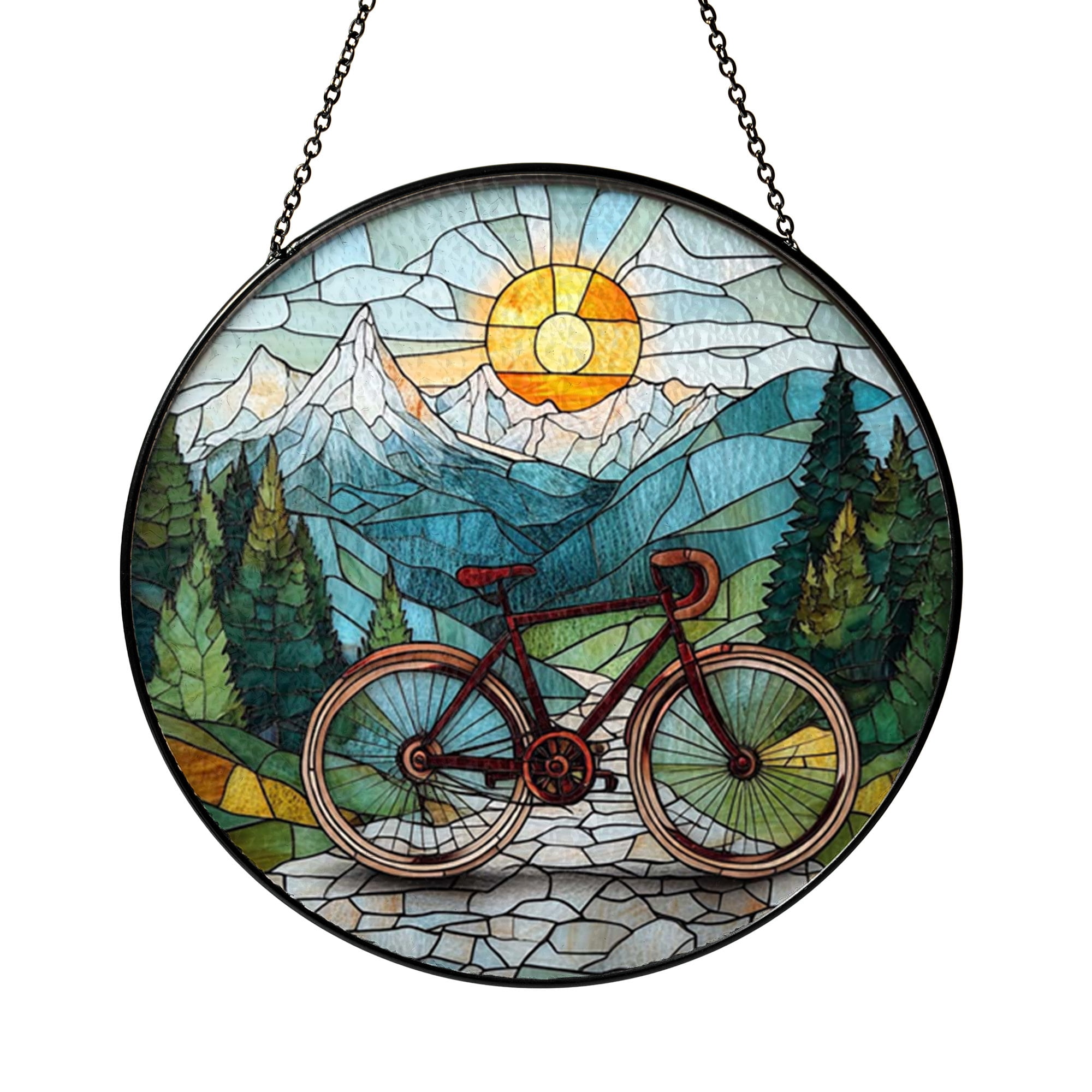 Bicycle Stained Glass Look Suncatcher, Decorative Window Hanging with ...